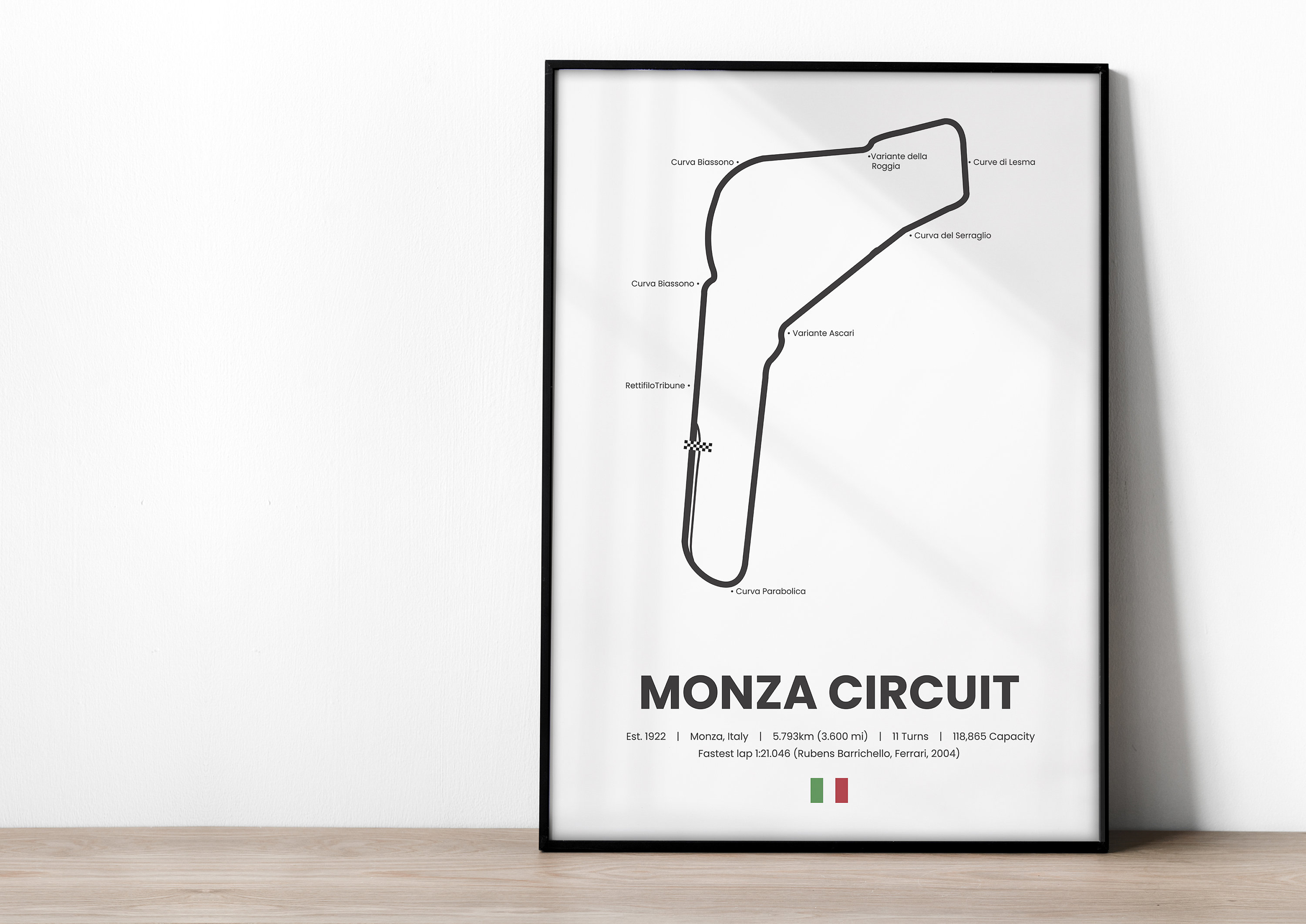 Italian Grand Prix Formula 1 Race Monza Circuit Track Map, Unframed ...