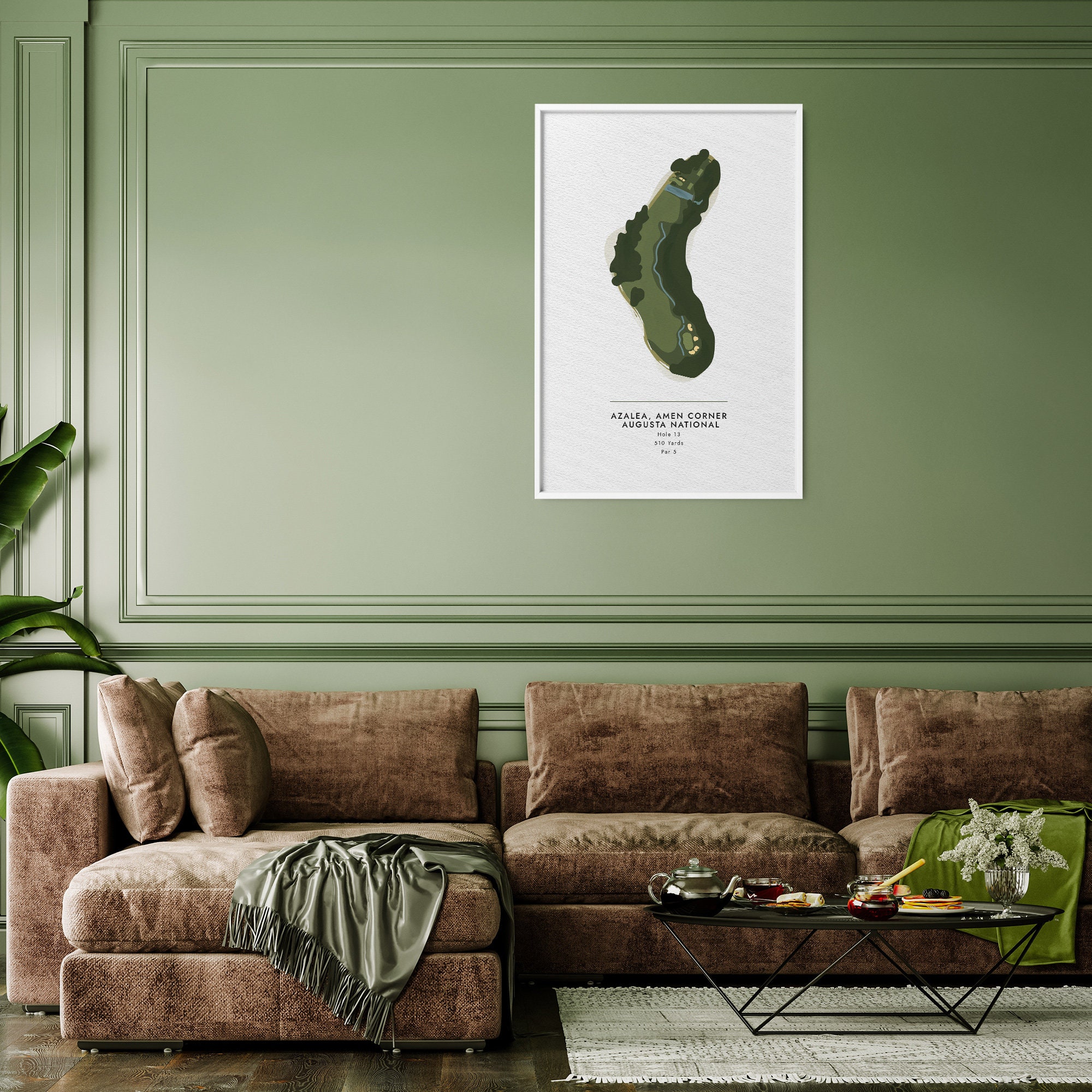 The Azalea Hole 13th Hole Golf Unframed Art Print, Augusta National ...