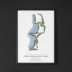 Pebble Beach Golf Course Map Poster Art Print, Golf Lover Gift, Gift ...