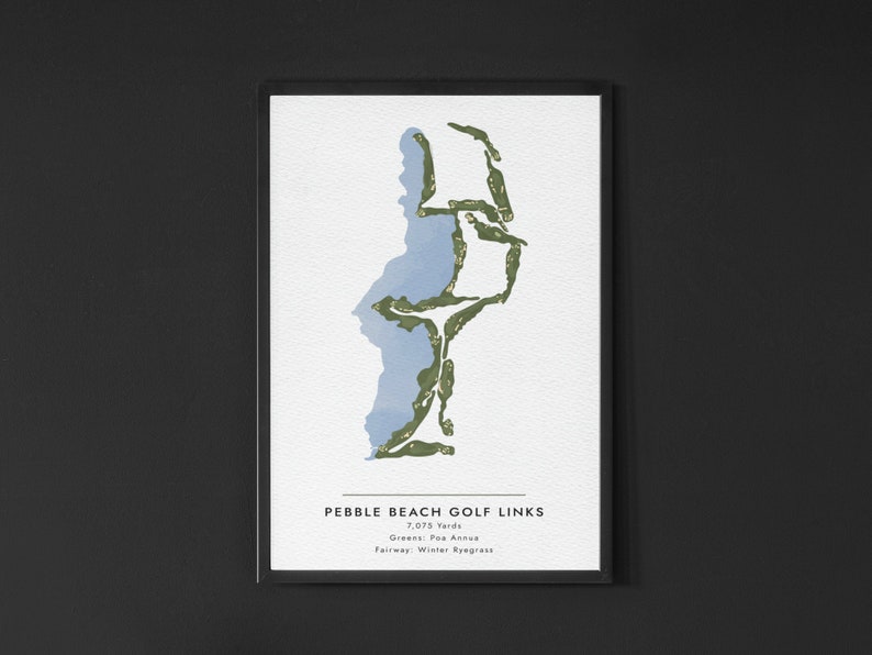Pebble Beach Golf Course Map Poster Art Print, Golf Lover Gift, Gift ...