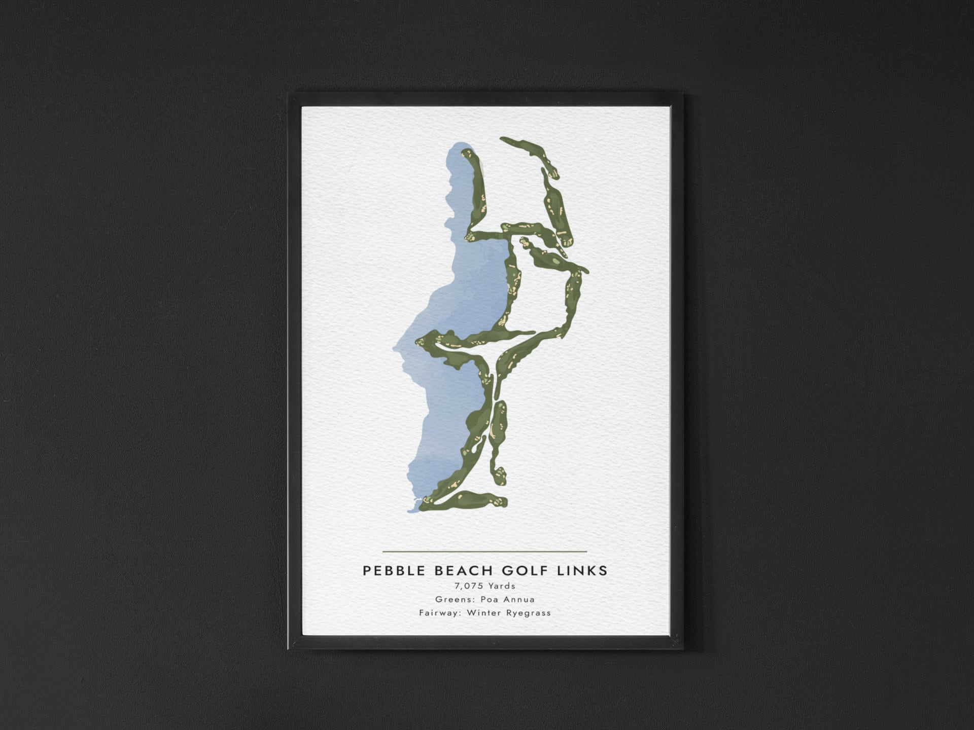 Pebble Beach Golf Course Map Poster Art Print, Golf Lover Gift, Gift ...