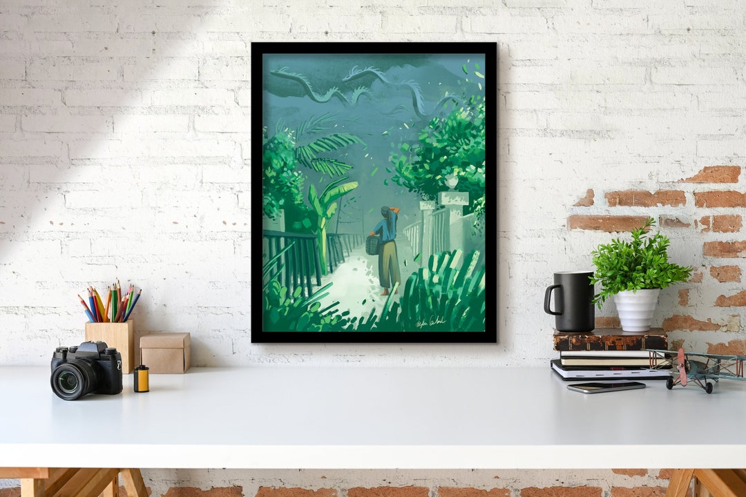 Tropical Rainstorm Art Print | Cambodia Dragons, Fantasy Landscape - Etsy