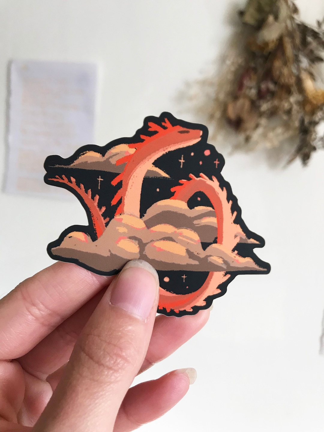 Red Dragon Matte Sticker | Fantasy Art, Weatherproof Vinyl - Etsy