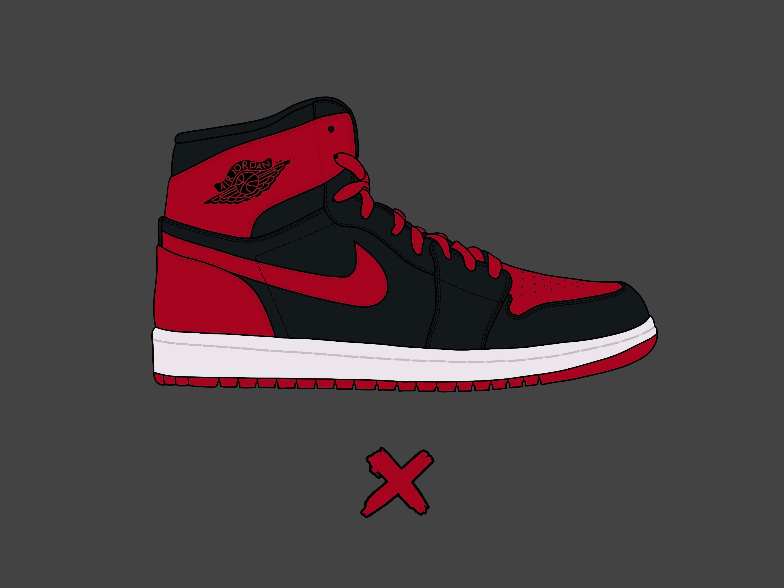Nike Air Jordan 1 / Criado / Prohibido / Impresión digital A4 ...