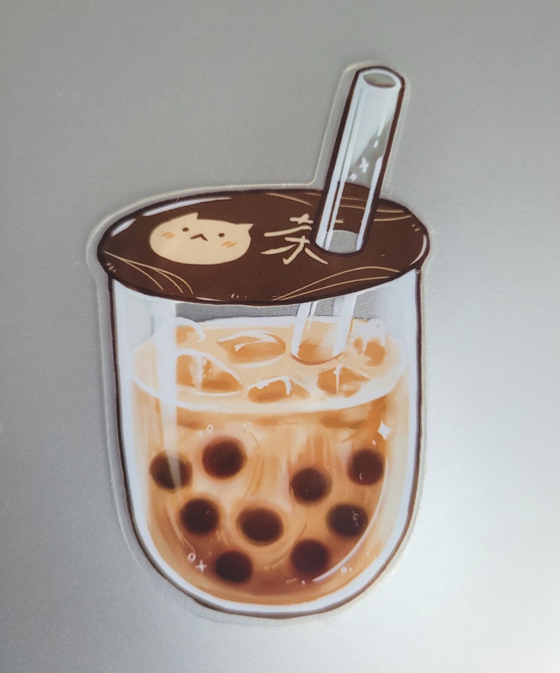 Boba Tea Clear Vinyl Sticker - Etsy