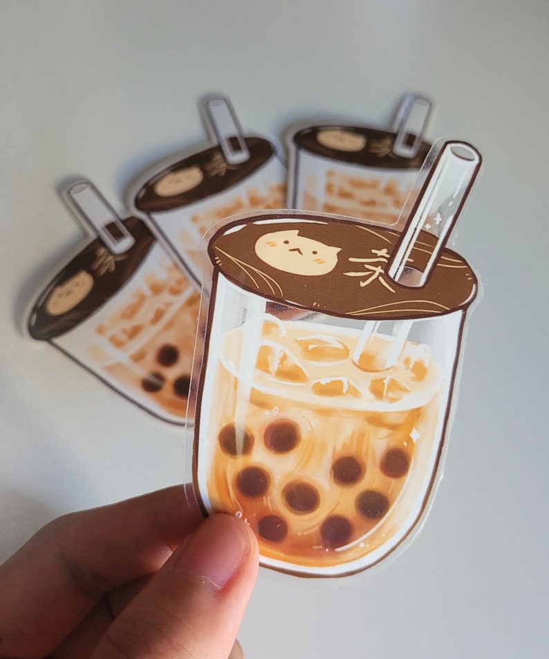 Boba Tea Clear Vinyl Sticker - Etsy