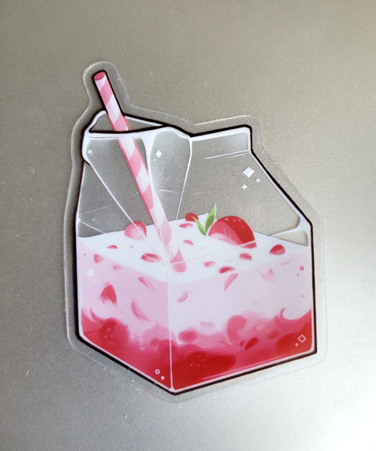 Strawberry Milk Clear Vinyl Sticker - Etsy