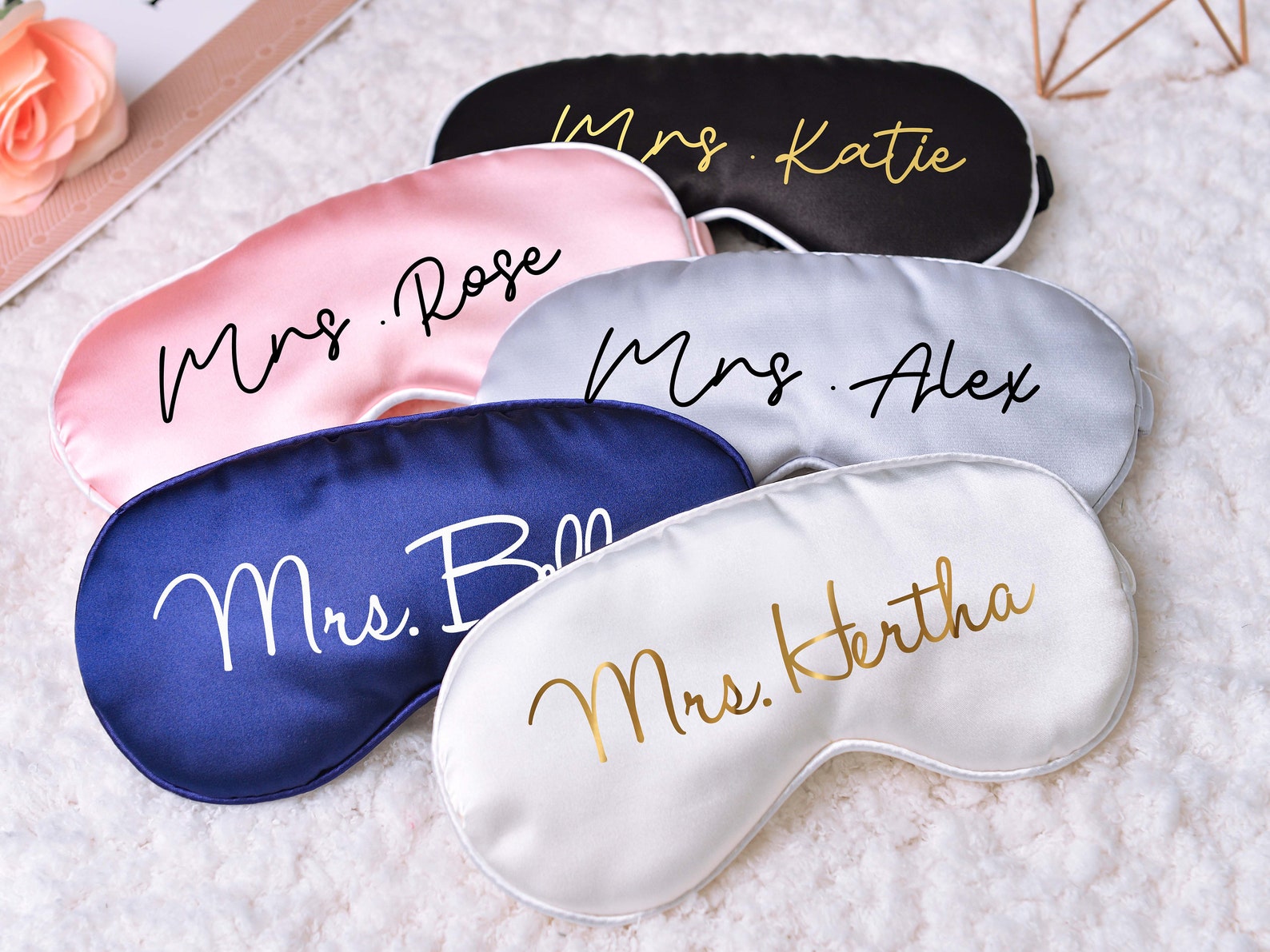 Customized Satin Eye Mask Personalized Sleep Masks Bridesmaid Etsy