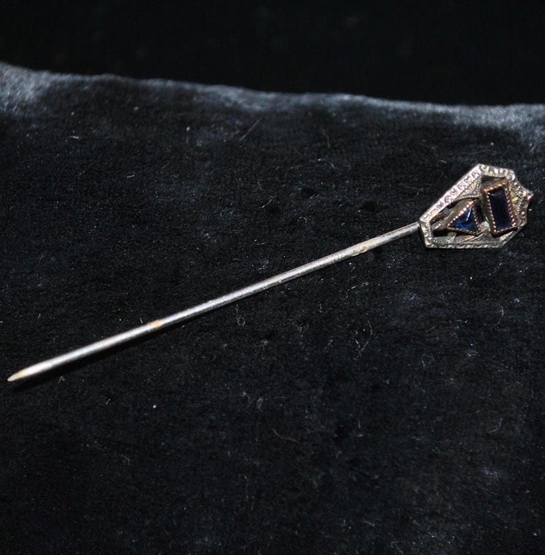 Antique Art Deco C.T. Shield Stick Pin With Simulated Sapphires - Etsy