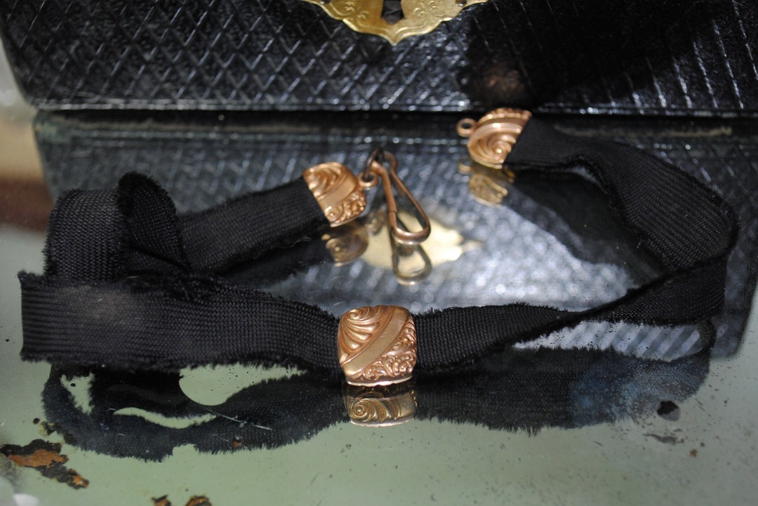 Antique Victorian 1880s-1890s Mourning Ribbon Watch Chain With - Etsy