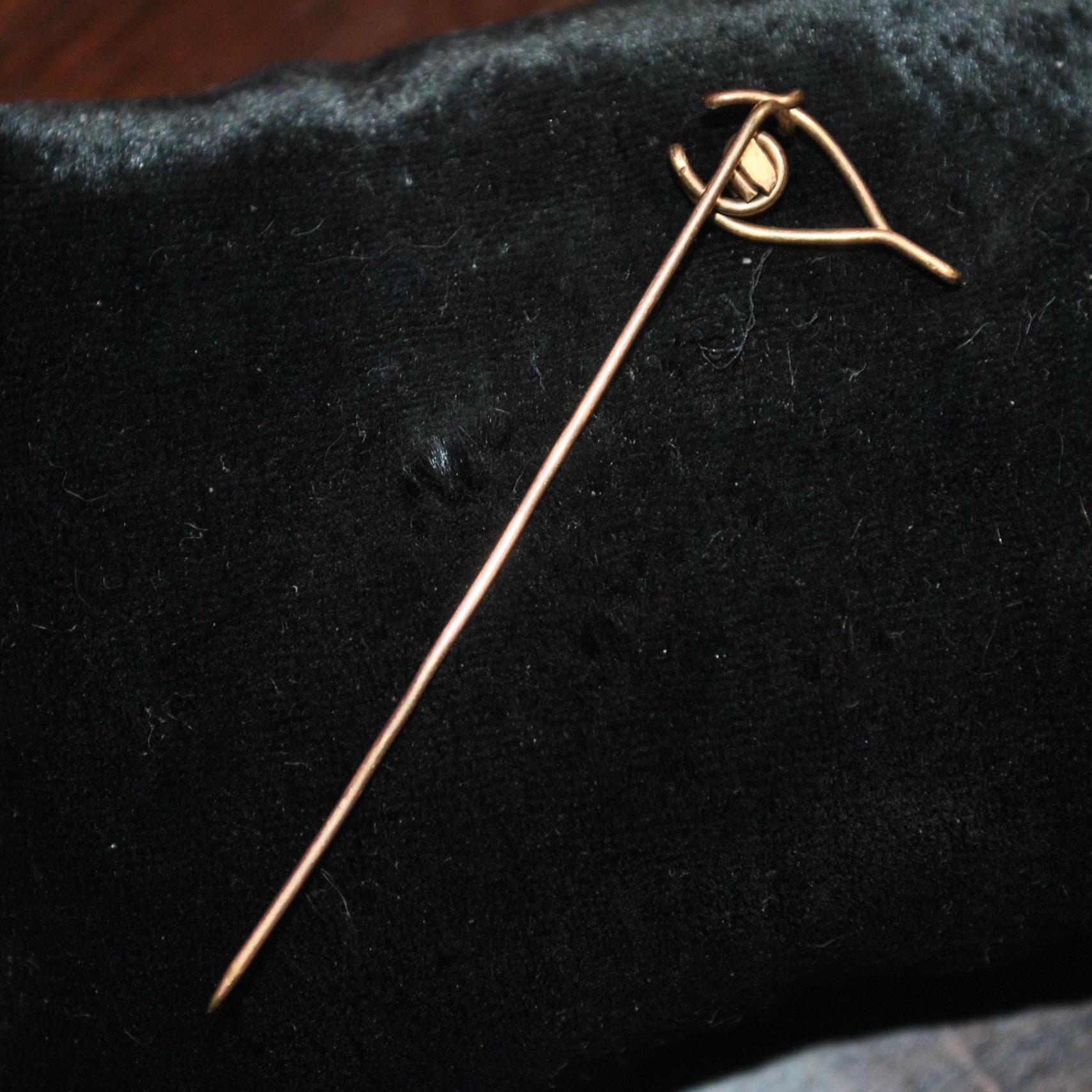 Antique/vintage Gold-filled Wishbone Stick / Scarf Pin With Paste Stone ...