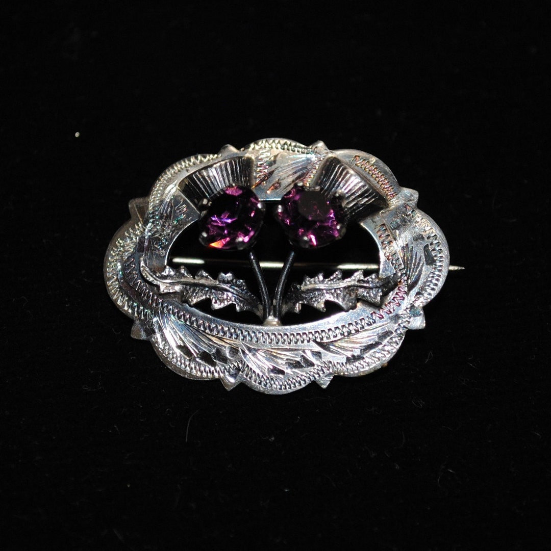 Vintage Ward Brothers Sterling Silver Scottish Double Thistle Brooch ...