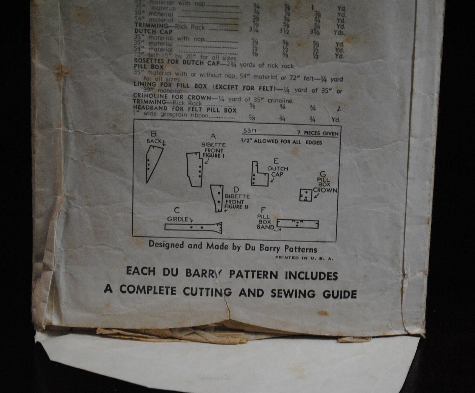Vintage 1940s Du Barry 5311 Misses' Accessory Set Sewing Pattern ...