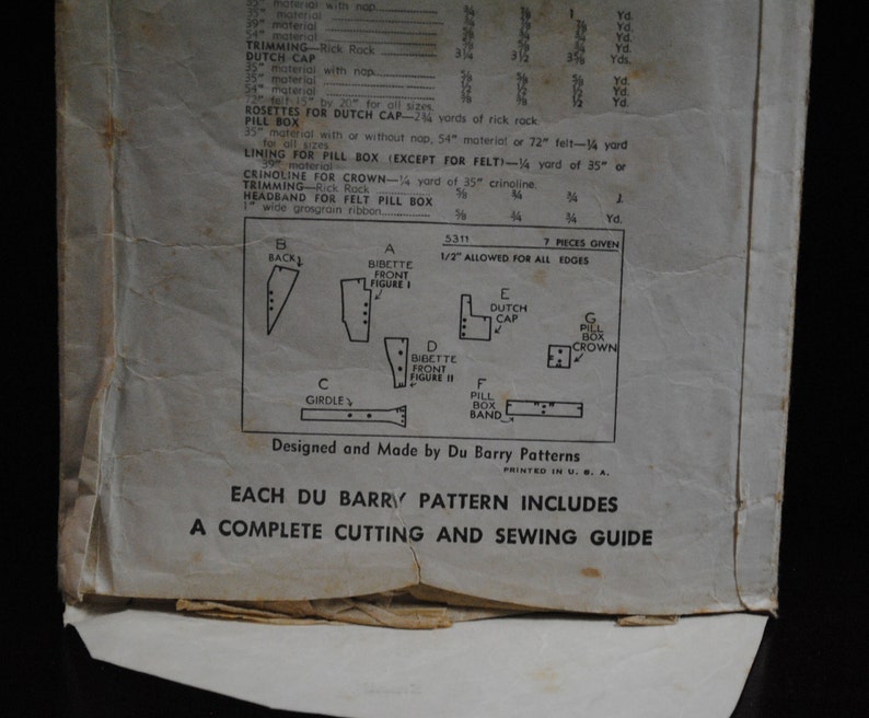 Vintage 1940s Du Barry 5311 Misses' Accessory Set Sewing Pattern ...