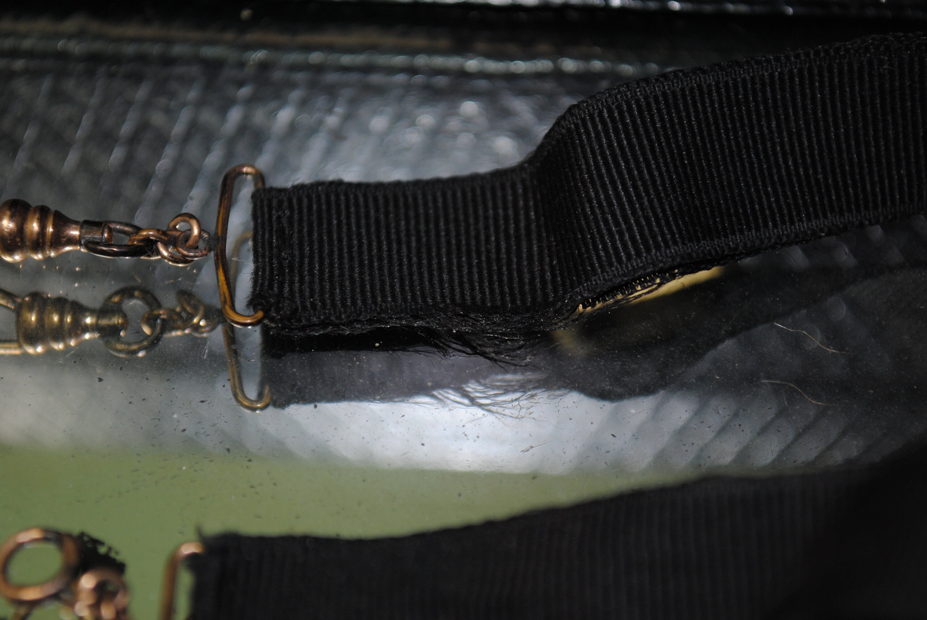 Antique Late-1800s Victorian Mourning Ribbon Watch Chain With Gold ...
