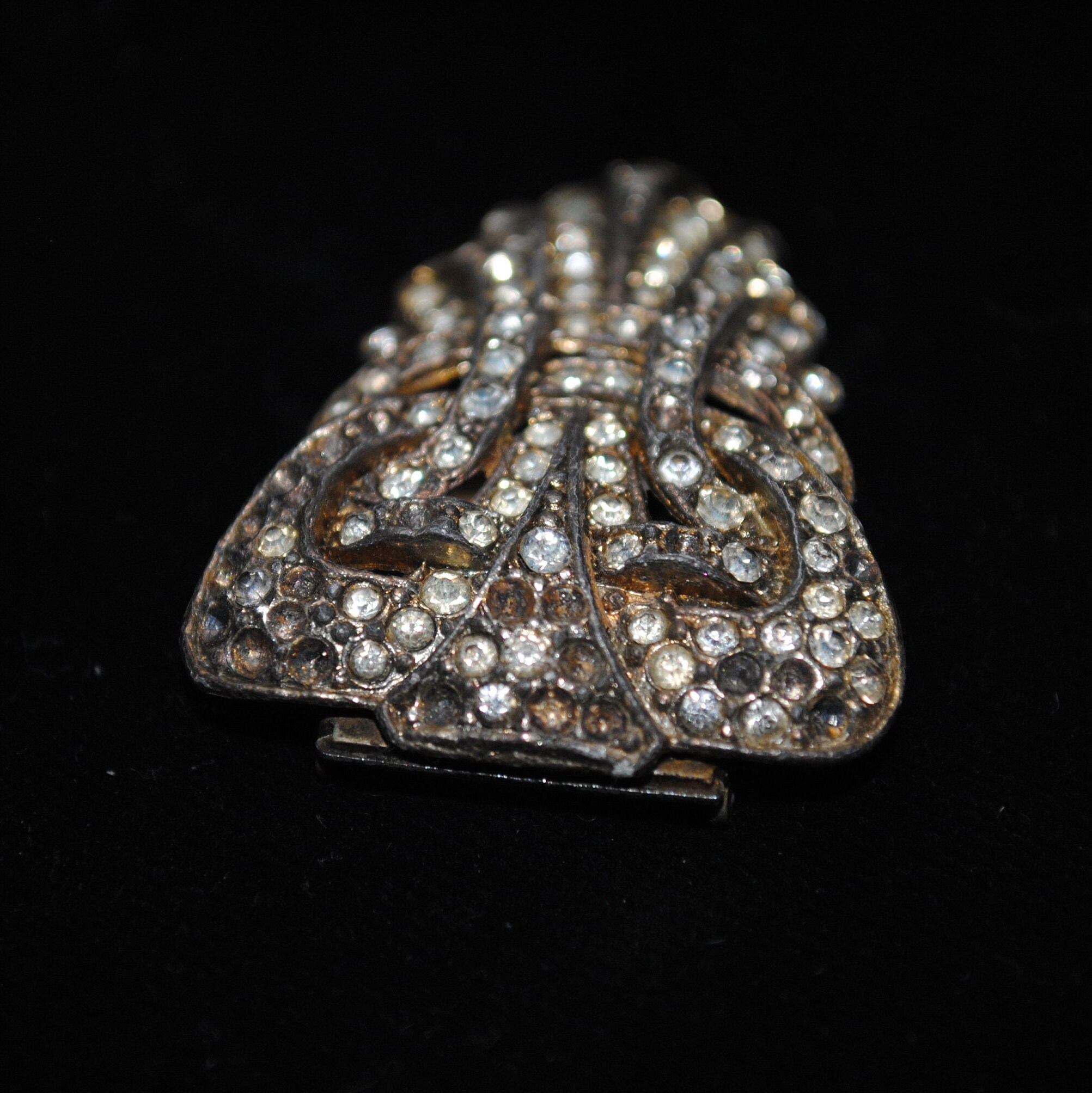 Vintage Art Deco Paste Rhinestone Dress / Fur / Scarf Clip - Etsy