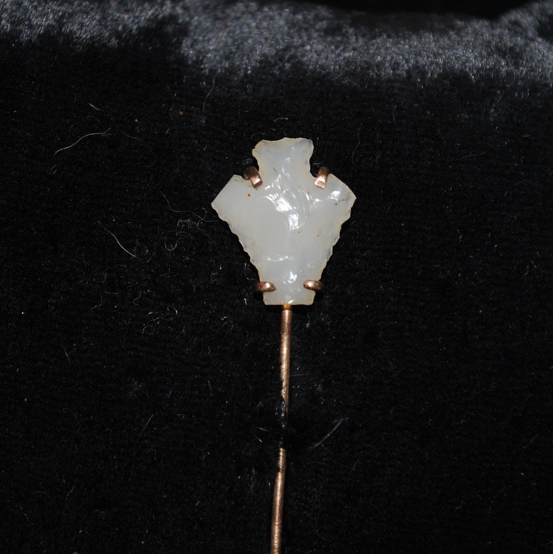 Antique 14k Chipped White Quartz Arrowhead Stick / Hat / Lapel Pin - Etsy