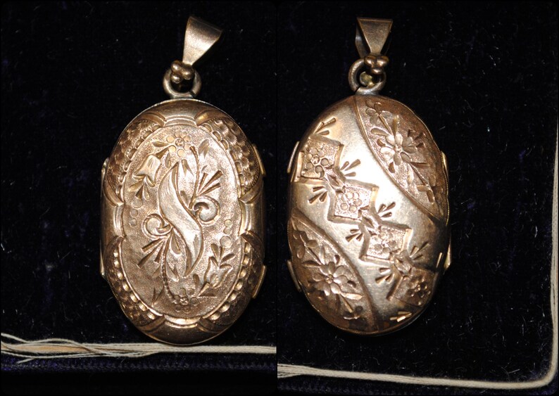 Antique Victorian Two-sided Engraved Gold-plated Mourning / Remembrance ...
