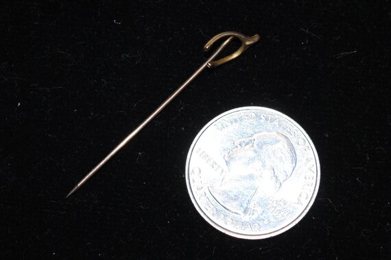 Antique Little Gold-filled Wishbone Stick / Scarf Pin - Gem