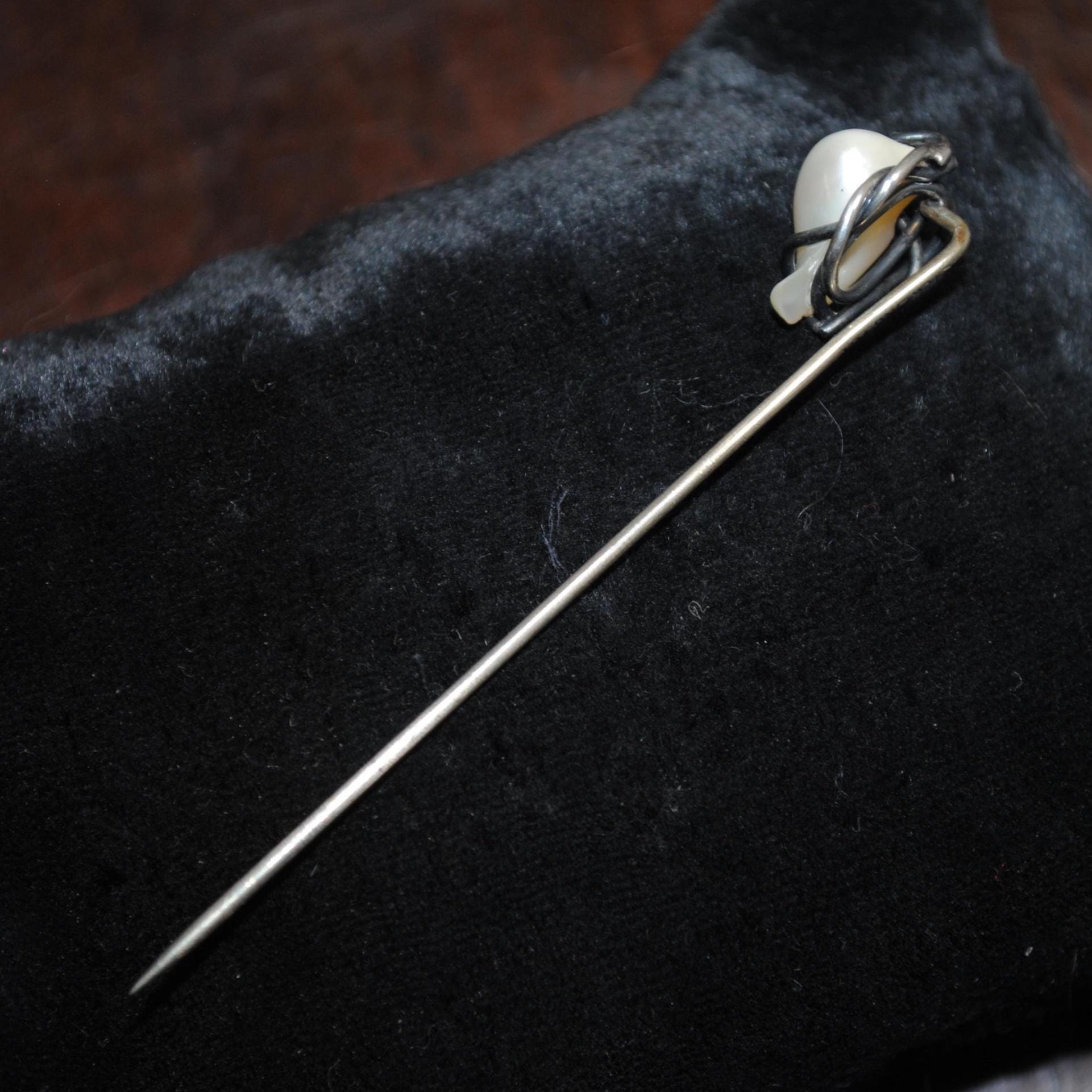 Antique/vintage Sterling Top Abalone Pearl Shell Stick / Tie Pin - Etsy