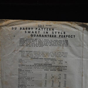 Vintage 1940s Du Barry 5311 Misses' Accessory Set Sewing Pattern ...