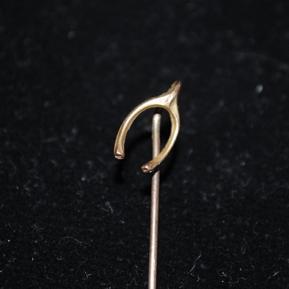 Antique Little Gold-filled Wishbone Stick / Scarf Pin - Gem