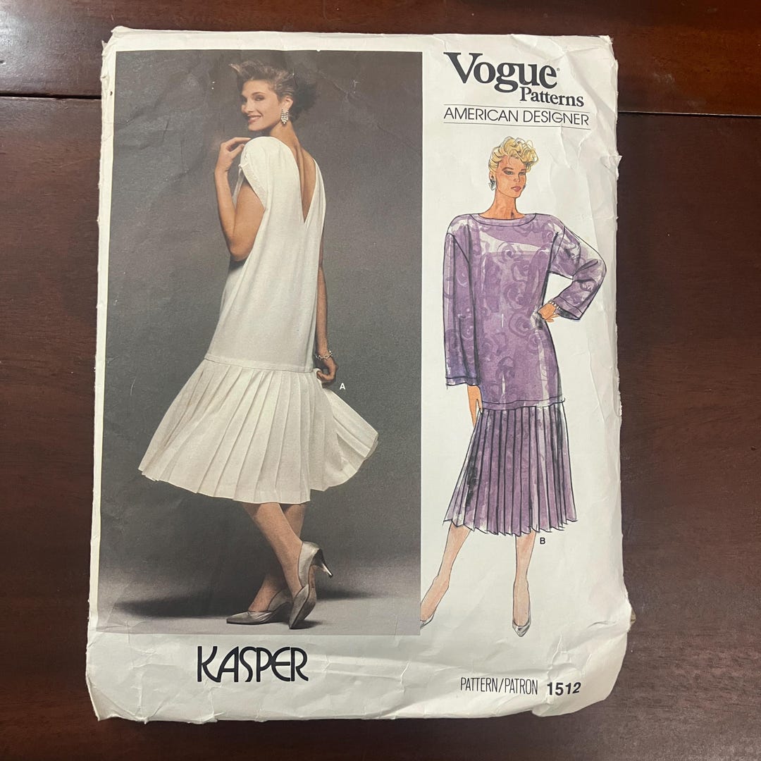 Vintage 1985 Vogue 1512 American Designer Kasper Dress Sewing Pattern ...