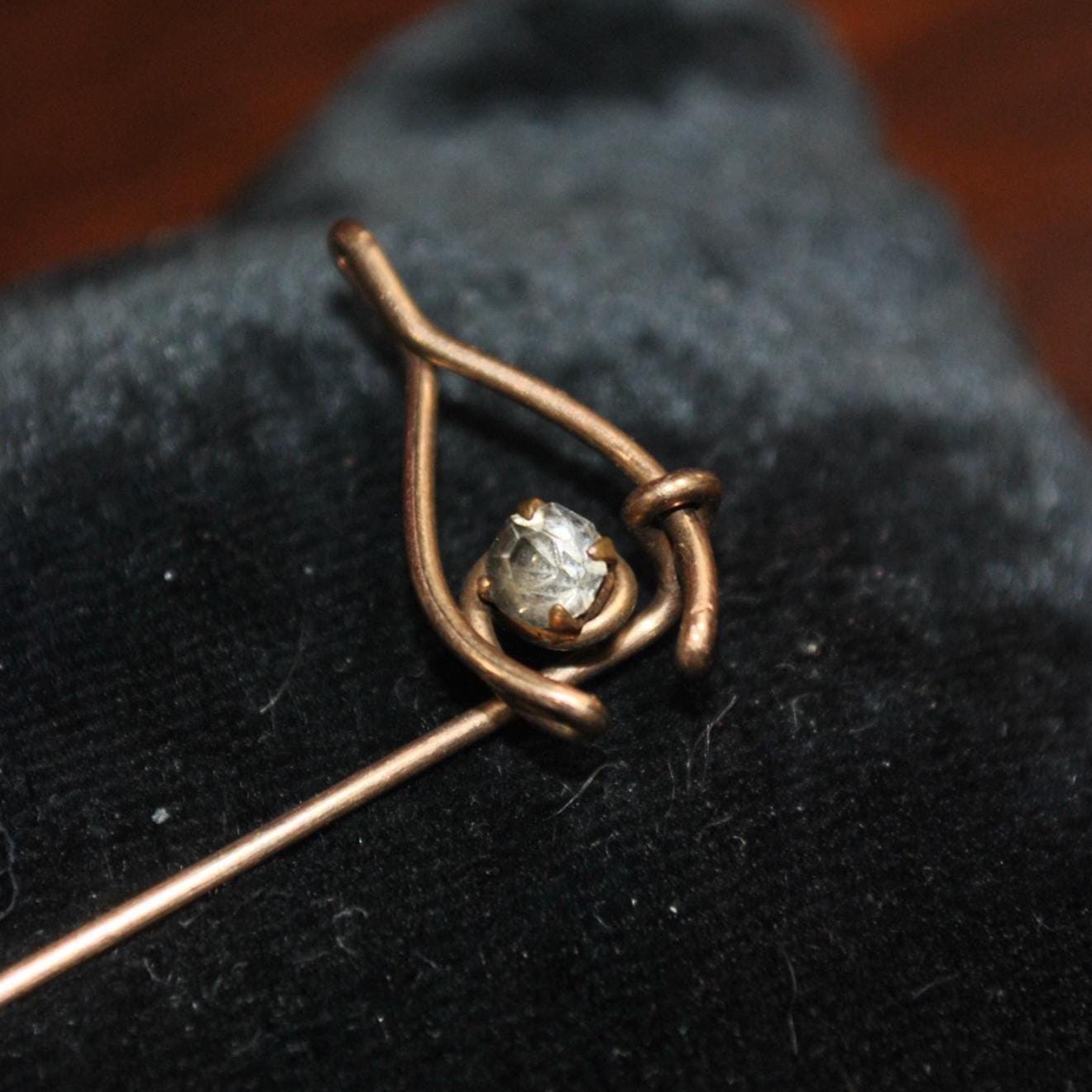 Antique/vintage Gold-filled Wishbone Stick / Scarf Pin With Paste Stone ...