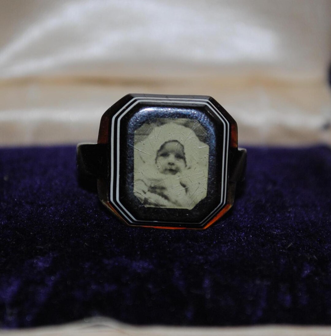 Antique Art Deco Celluloid Prison Ring With Photo of a Baby - Etsy