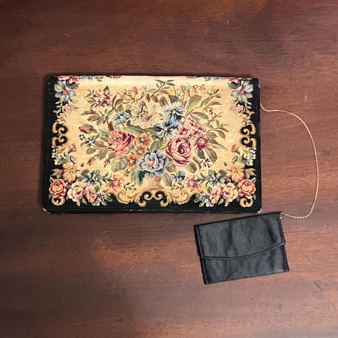 Vintage Genuine Petit-point Austrian Tapestry Clutch Purse With ...