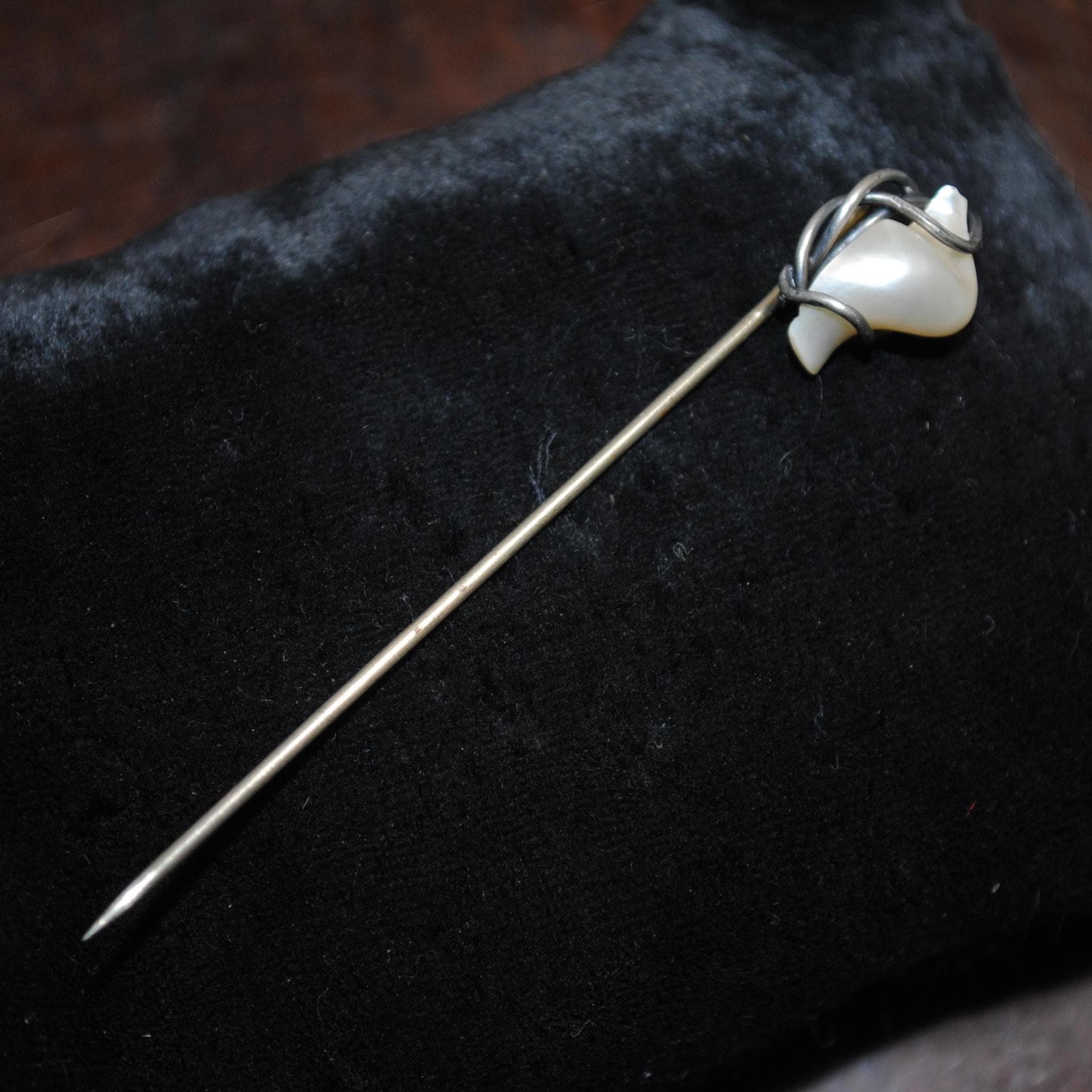 Antique/vintage Sterling Top Abalone Pearl Shell Stick / Tie Pin - Etsy