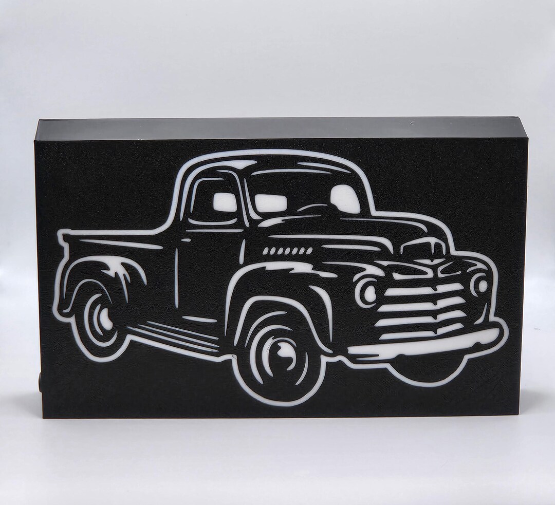 Old Truck LED Light Box Sign Lamp USB C Powered 3D Print - Etsy