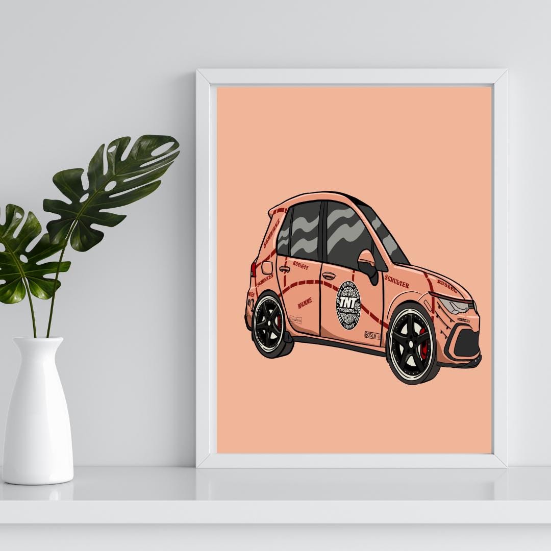 Personalized Car Illustration, Digital Drawing, Custom Vector Car, Gift ...