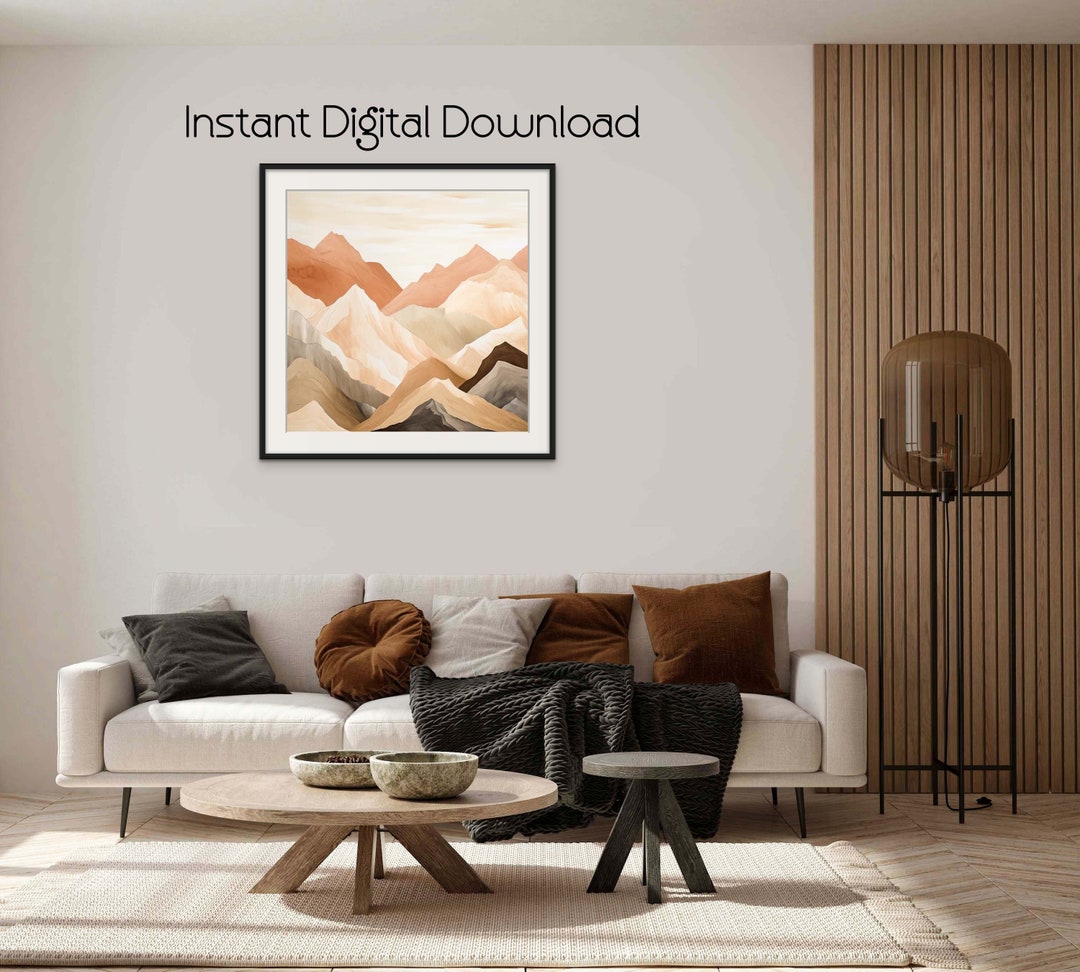 Mountain Earth Tones Art Printable, Boho Abstract Mountain Print, Boho ...