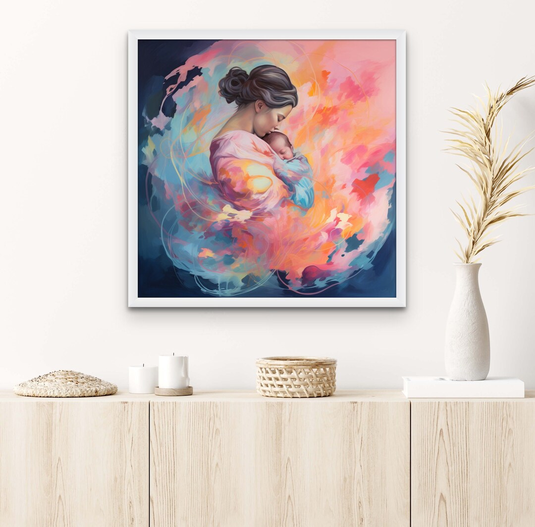 Birthing Artwork, Mum and Baby Portrait, Home Birth, Birthing Poster ...
