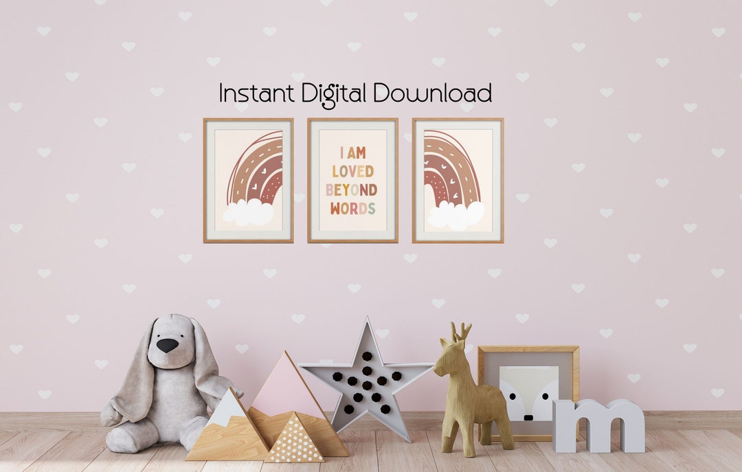 Boho Rainbow Affirmation Poster Set: Earth Tones Kids Wall Art (digital ...