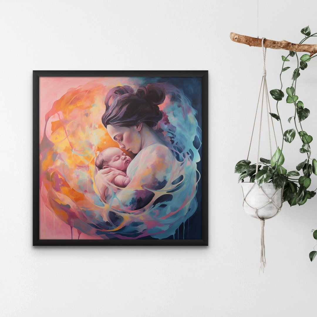 Mum and Baby Art, Birth Art, Birthing Artwork, Doula Gift, Free Birth ...