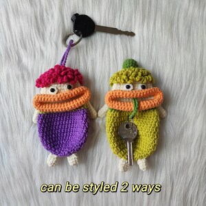 Funny Clown Key Case Crochet, Knitted Key Holder, Handmade Key Pouch ...