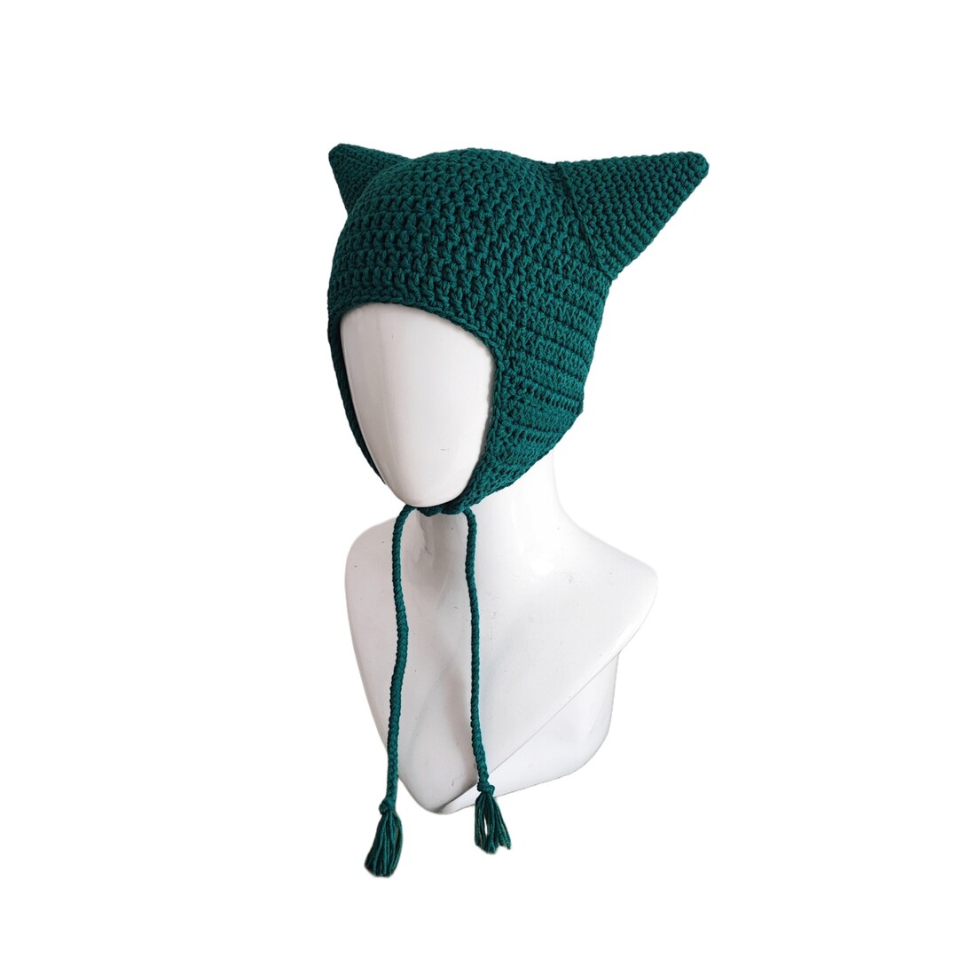 Green Horn Hat Crochet Crochet Devil Horn Bonnet Cute Horn Beanie With ...