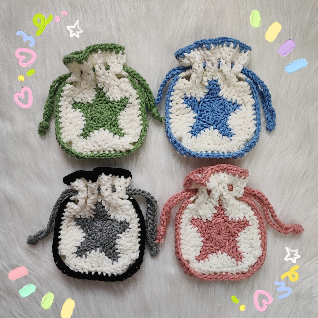 Cute Star Drawstring Pouch, Star Pouch Crochet, Star Girl, Coin Purse ...