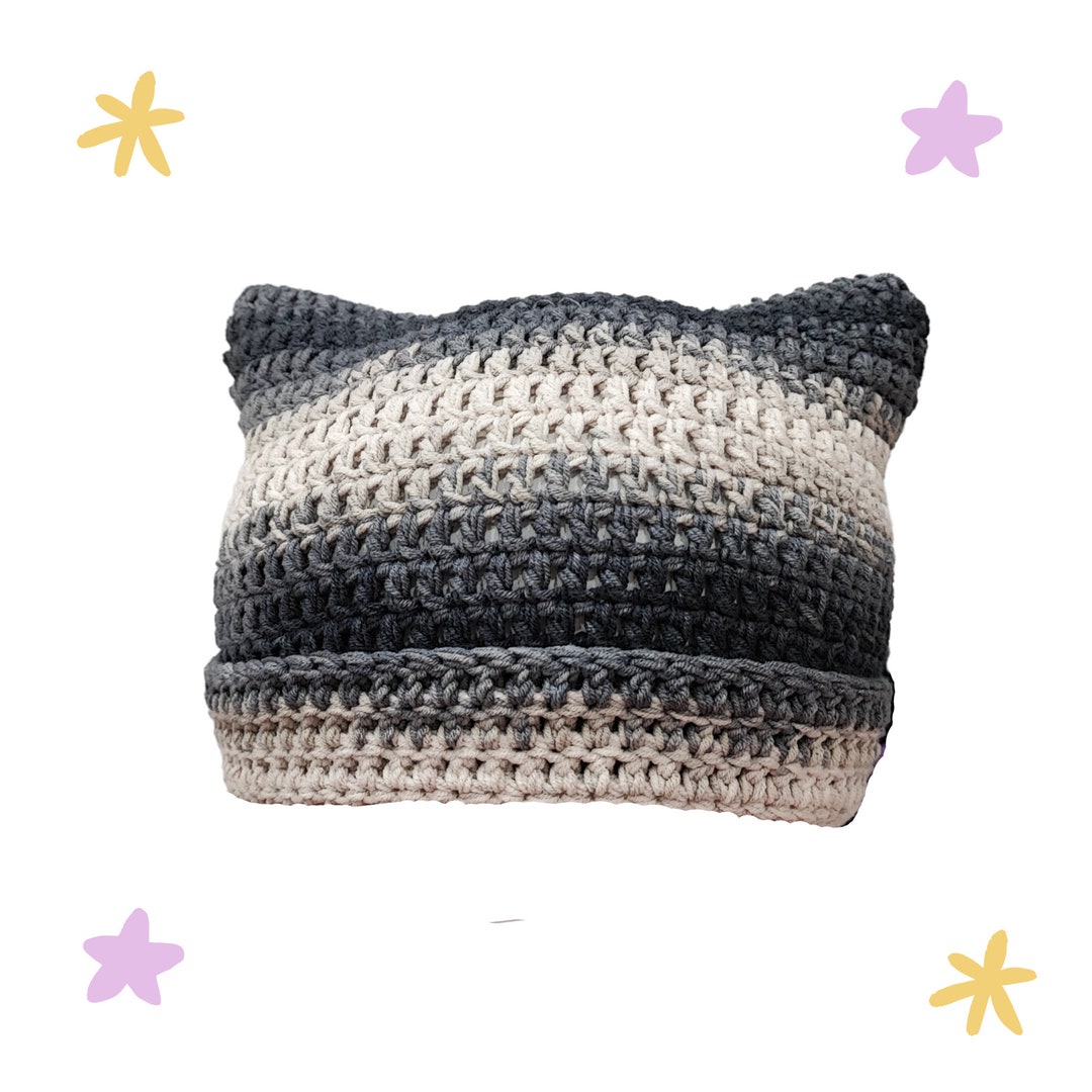 Grey Cat Beanie Cat Beanie Crochet Cat Ear Hat Crochet - Etsy