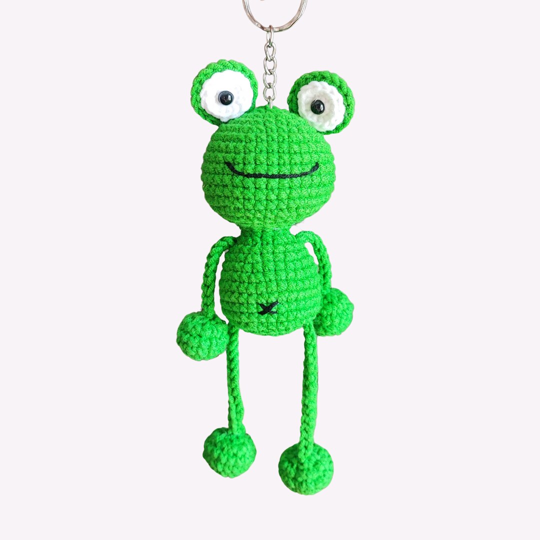 Green Frog Key Chain Crochet, Backpack Charm, Cute Gift for Kids ...