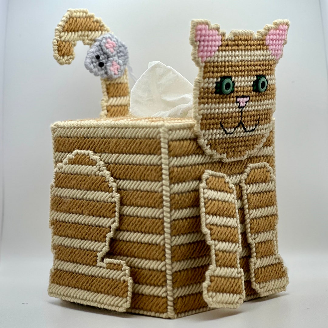 Cat Mouse Tissue Box Cover Handmade Cat Tissue Cover Square Tissue Box ...
