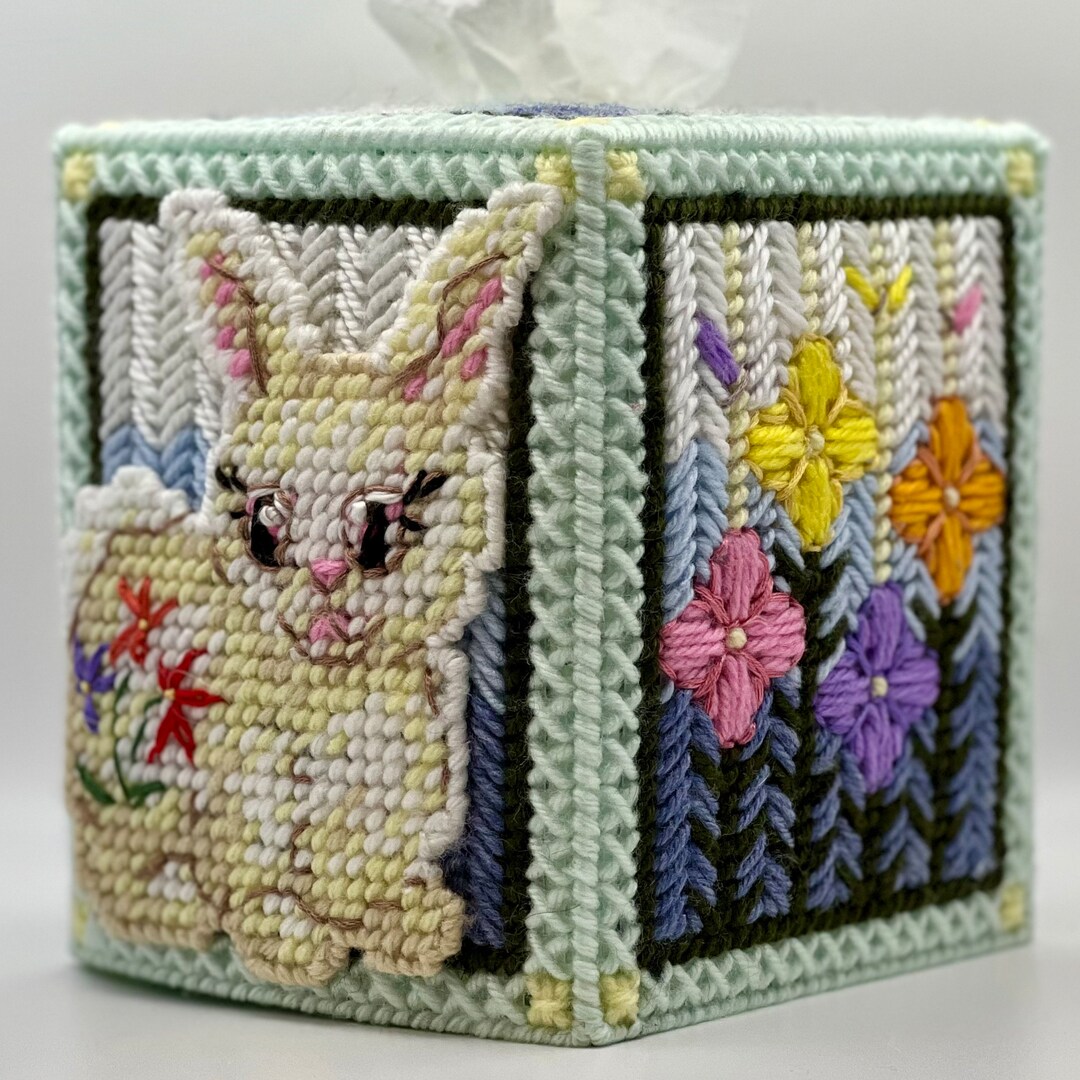 Spring Bunny Tissue Box Cover Springtime Decor Spring Tissue Cover ...