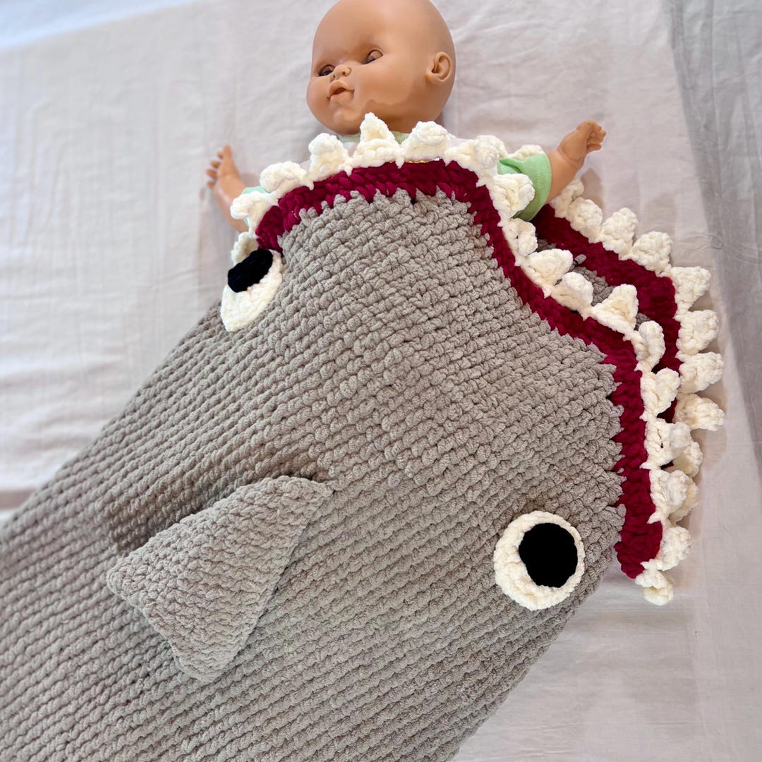 Shark Crochet Blanket Sack Handmade Snuggle Sack Child Fun Blanket ...