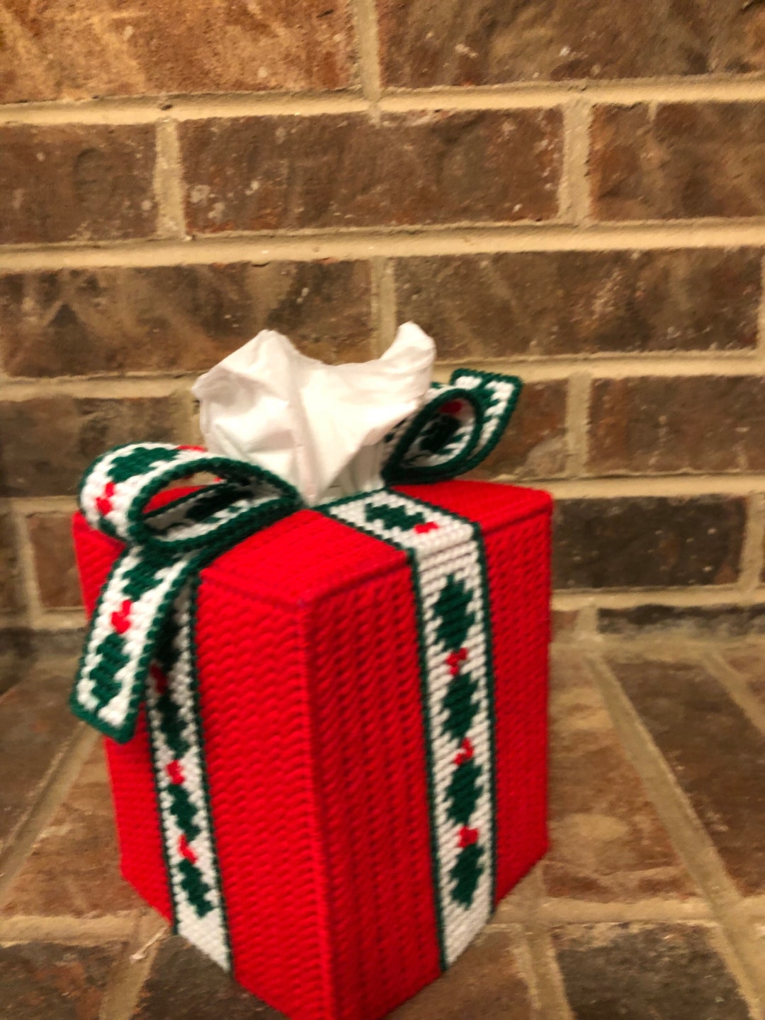 Red Christmas Present Tissue Box Cover - Etsy