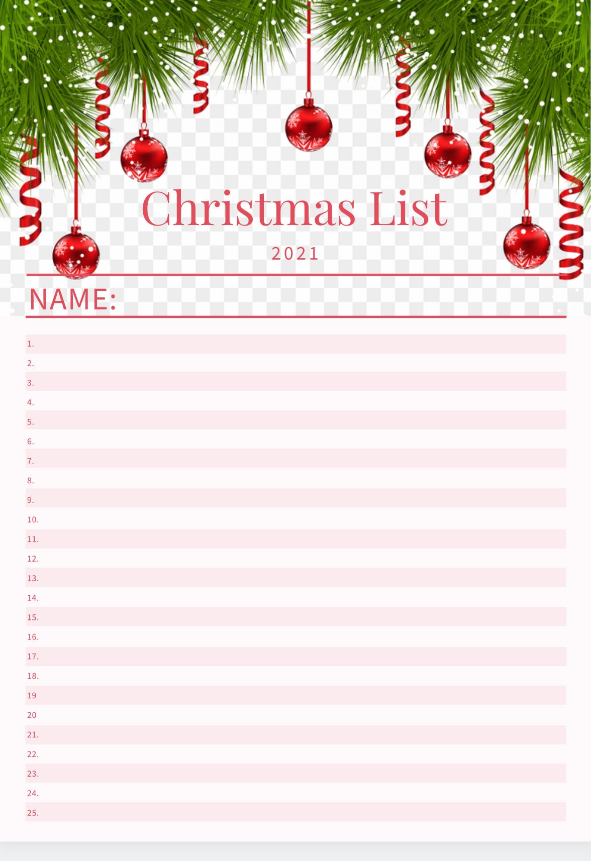 Christmas List Printable - Etsy