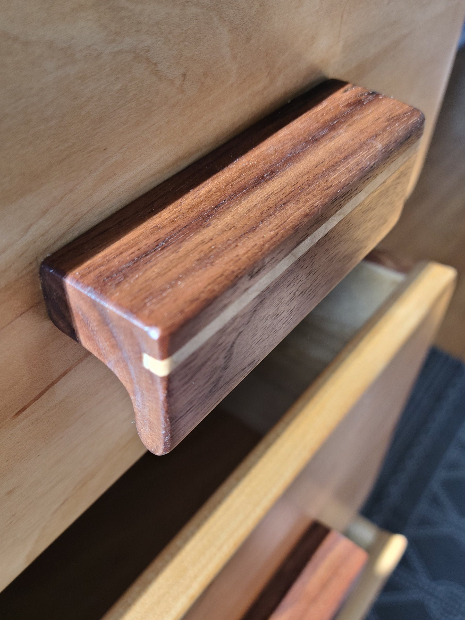 Walnut Cabinet & Drawer Pull With Maple Inlay - Etsy