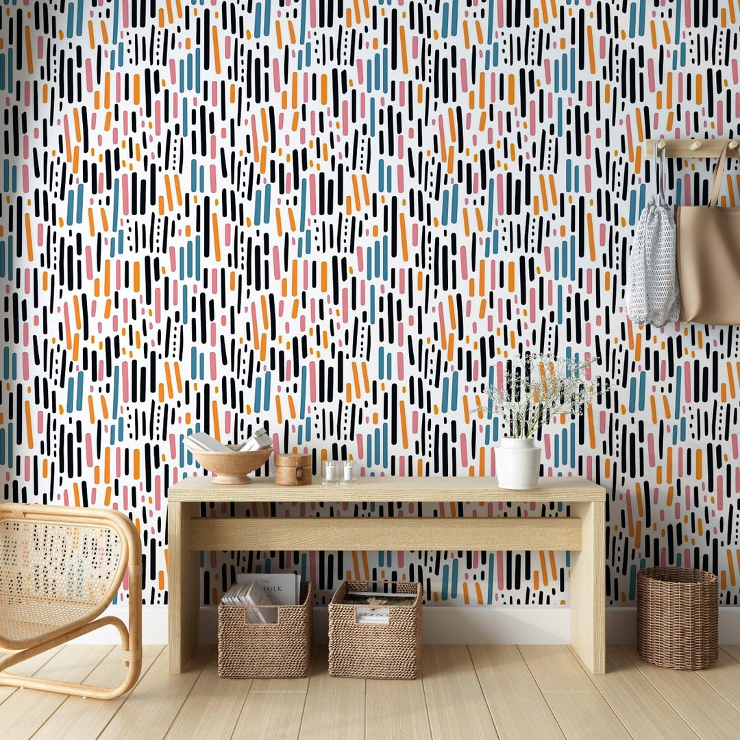 Colorful Abstract Dashes Wallpaper - Etsy