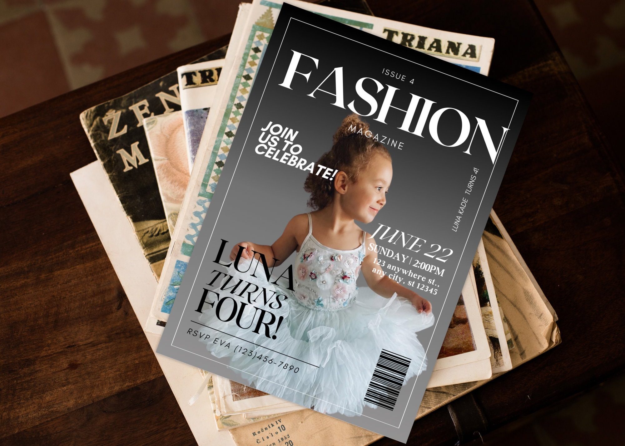 Magazine Birthday Invitation Canva Template - Etsy